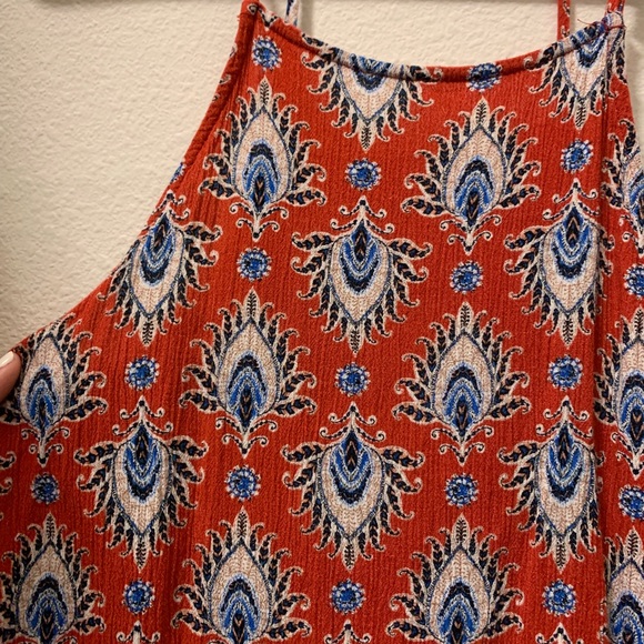 Forever 21 | Tops | Red Feather Print High Neck Tank Crop Top | Poshmark